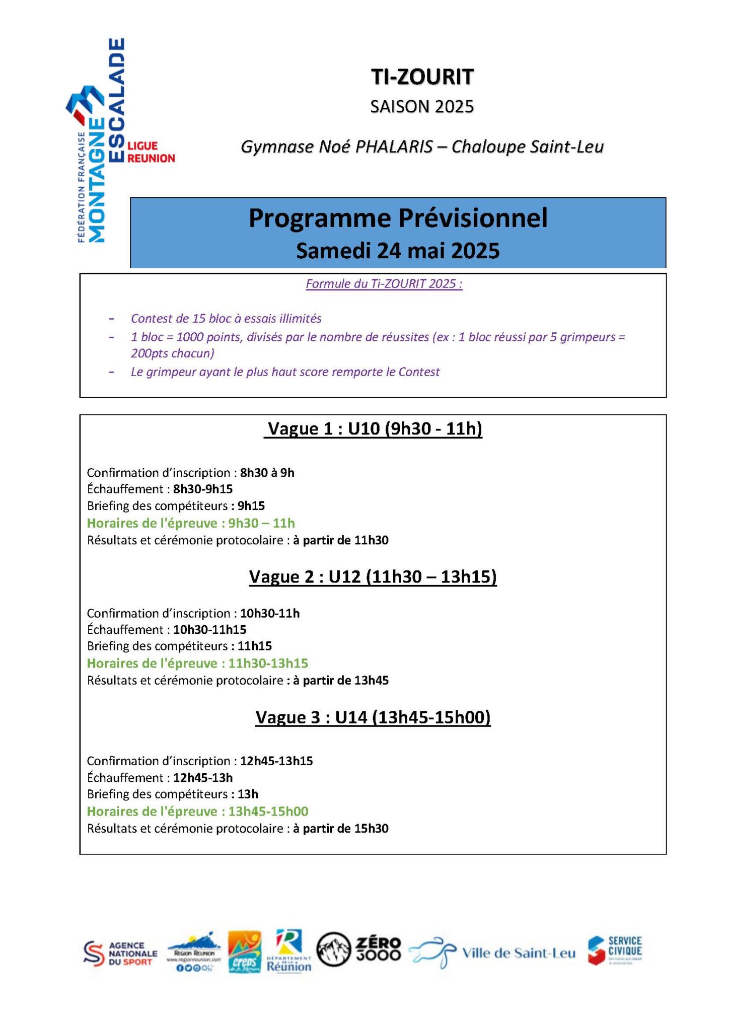Ti-Zourit 2025 - Programme - FFME 974